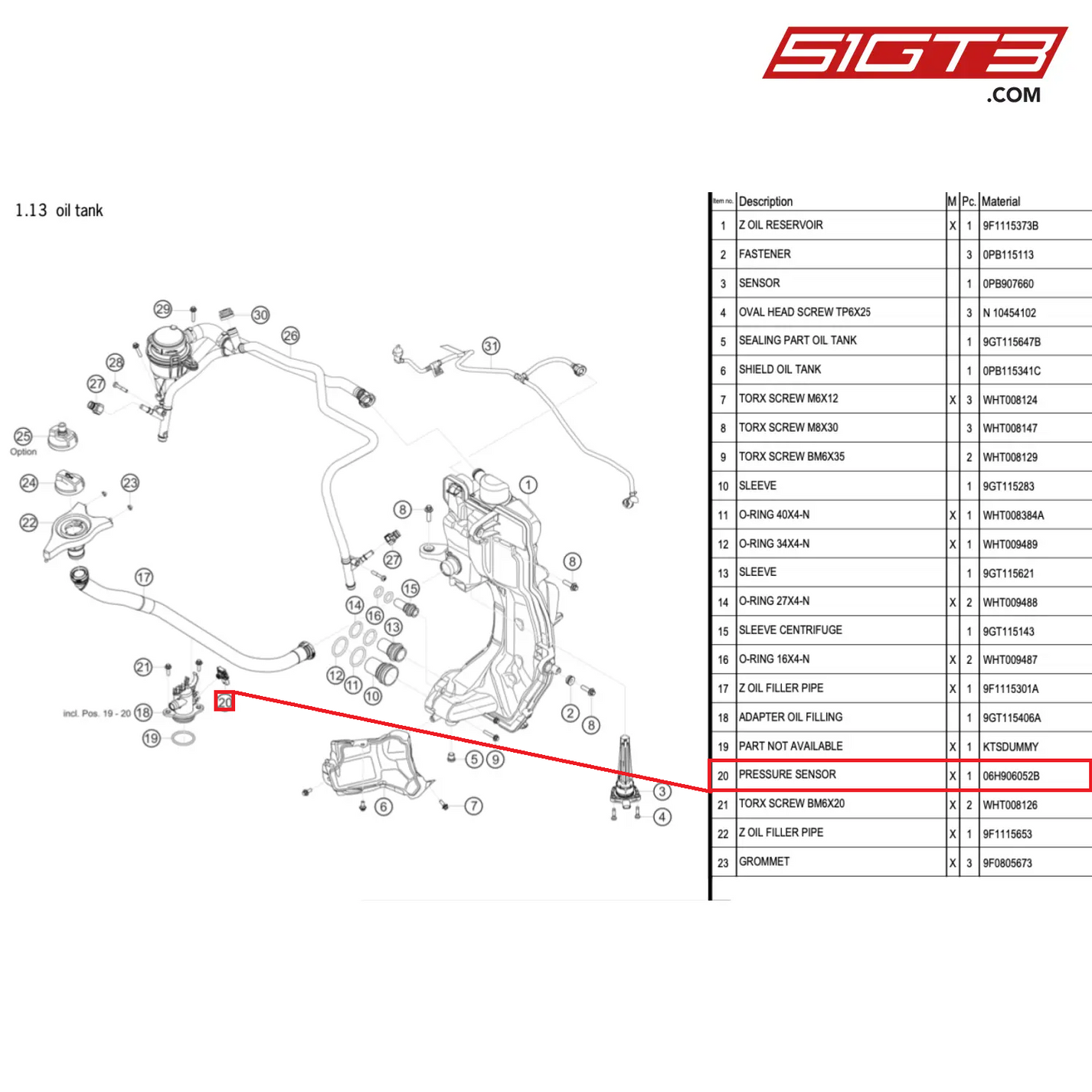 PRESSURE SENSOR - 06H906052B [PORSCHE 992.1 GT3 Cup] [51GT3]