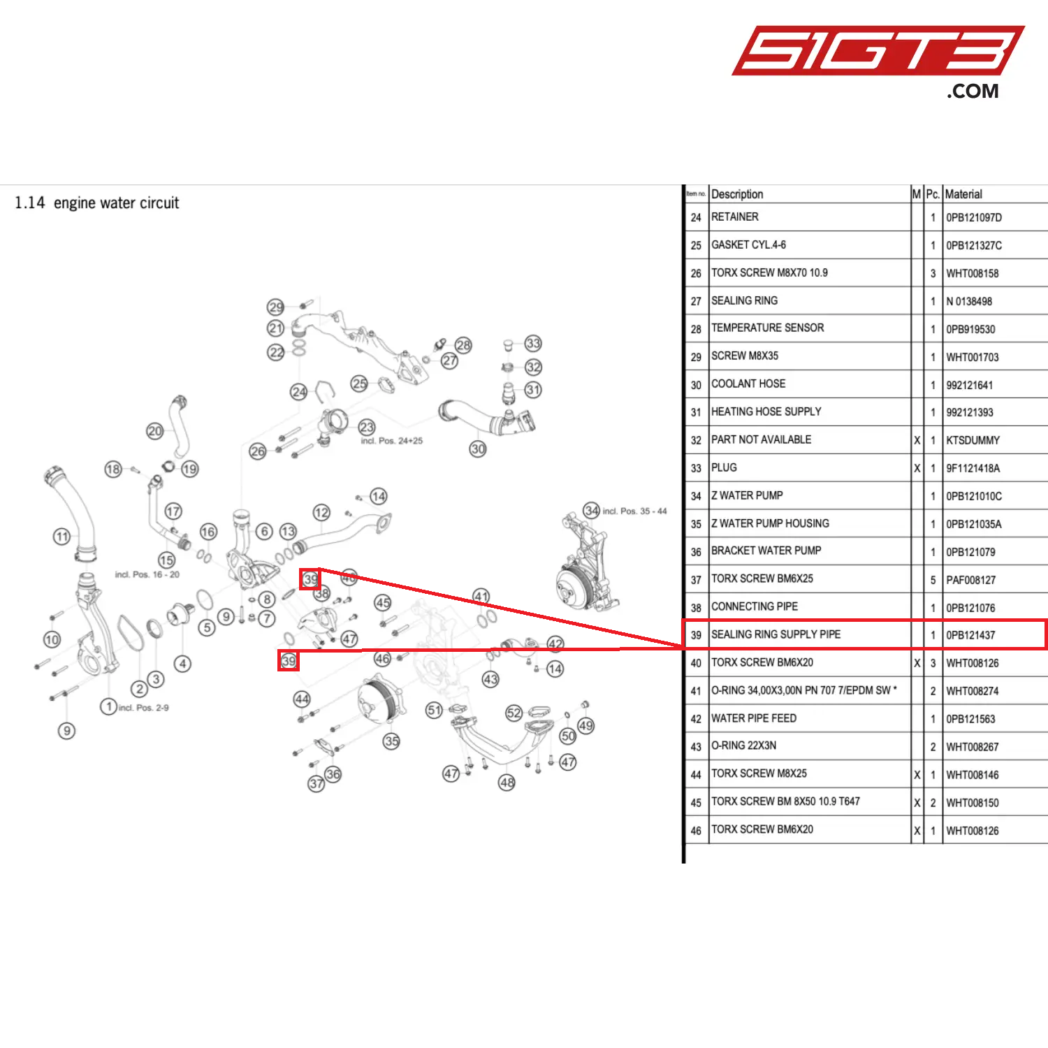 SEALING RING SUPPLY PIPE - 0PB121437 [PORSCHE 992.1 GT3 Cup] [51GT3]