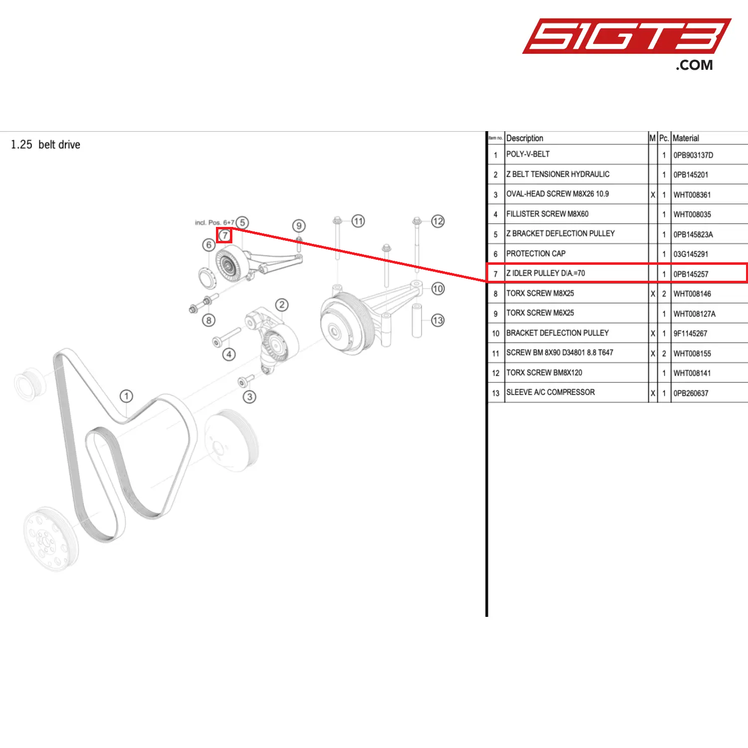 Z IDLER PULLEY DIA.=70 - 0PB145257 [PORSCHE 992.1 GT3 Cup] [51GT3]