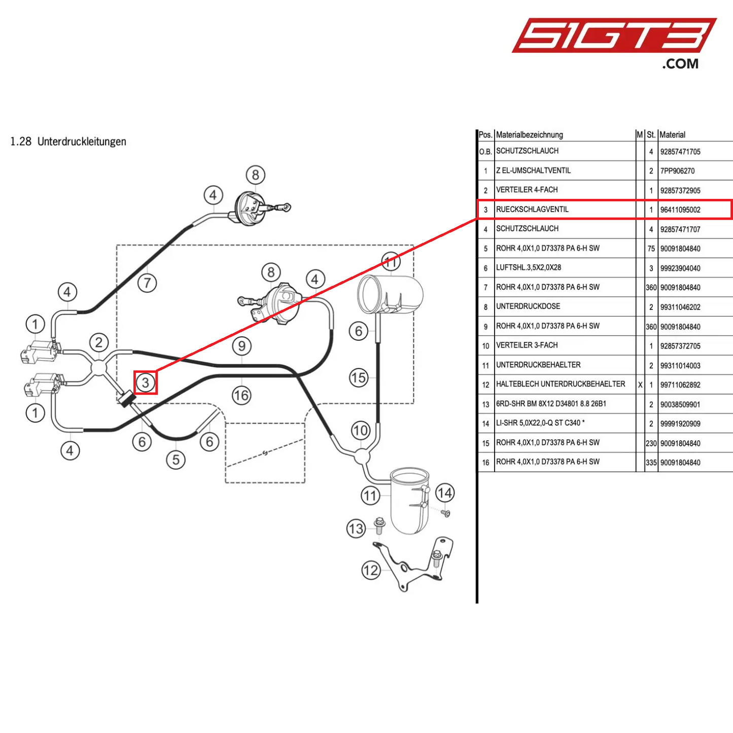 CHECK VALVE - 96411095002 [PORSCHE 991.1 GT3 Cup] [51GT3]