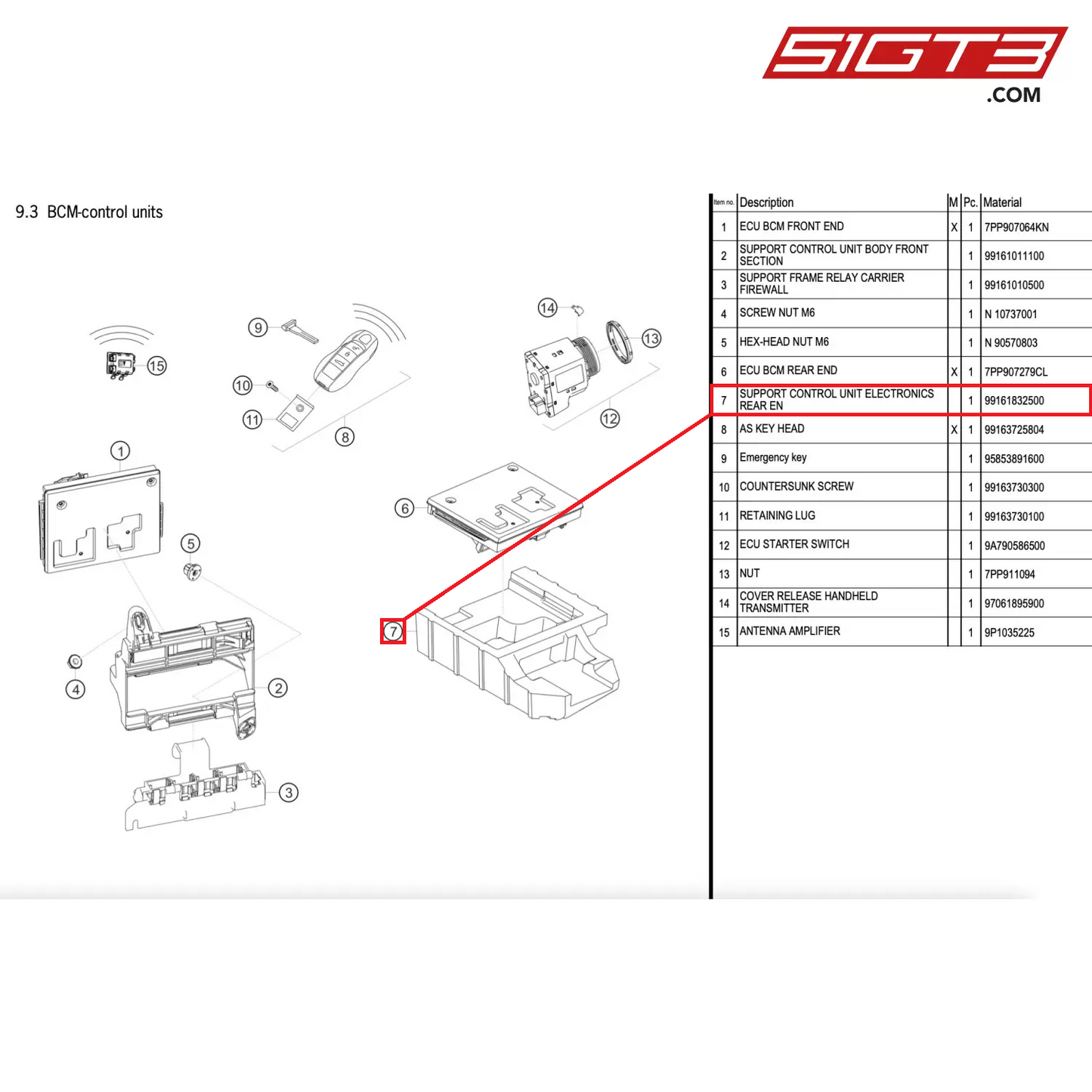 SUPPORT CONTROL UNIT ELECTRONICS REAR EN - 99161832500 [PORSCHE 911 GT2 ...