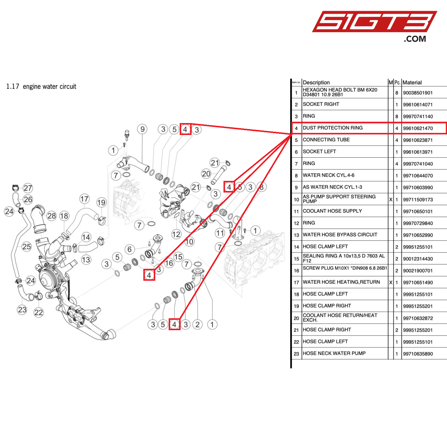 DUST PROTECTION RING - 99610621470 [PORSCHE 997.2 GT3 Cup] [51GT3]