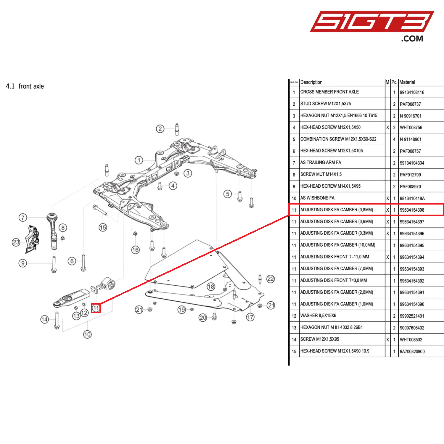 ADJUSTING DISK FA CAMBER (0,8MM) - 99634154398 [PORSCHE 718 Cayman GT4 ...