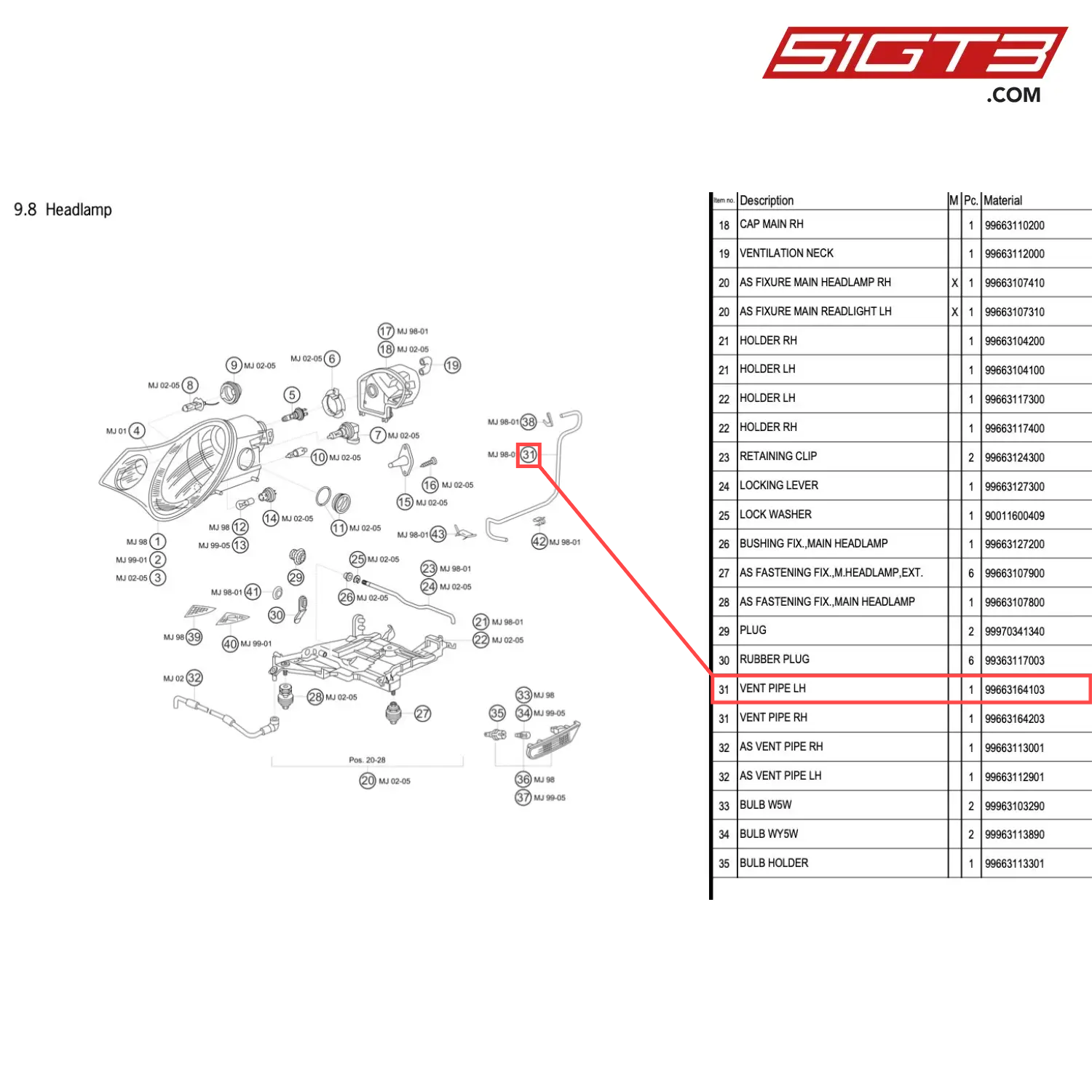 VENT PIPE LH - 99663164103 [PORSCHE 996 GT3 Cup] [51GT3]