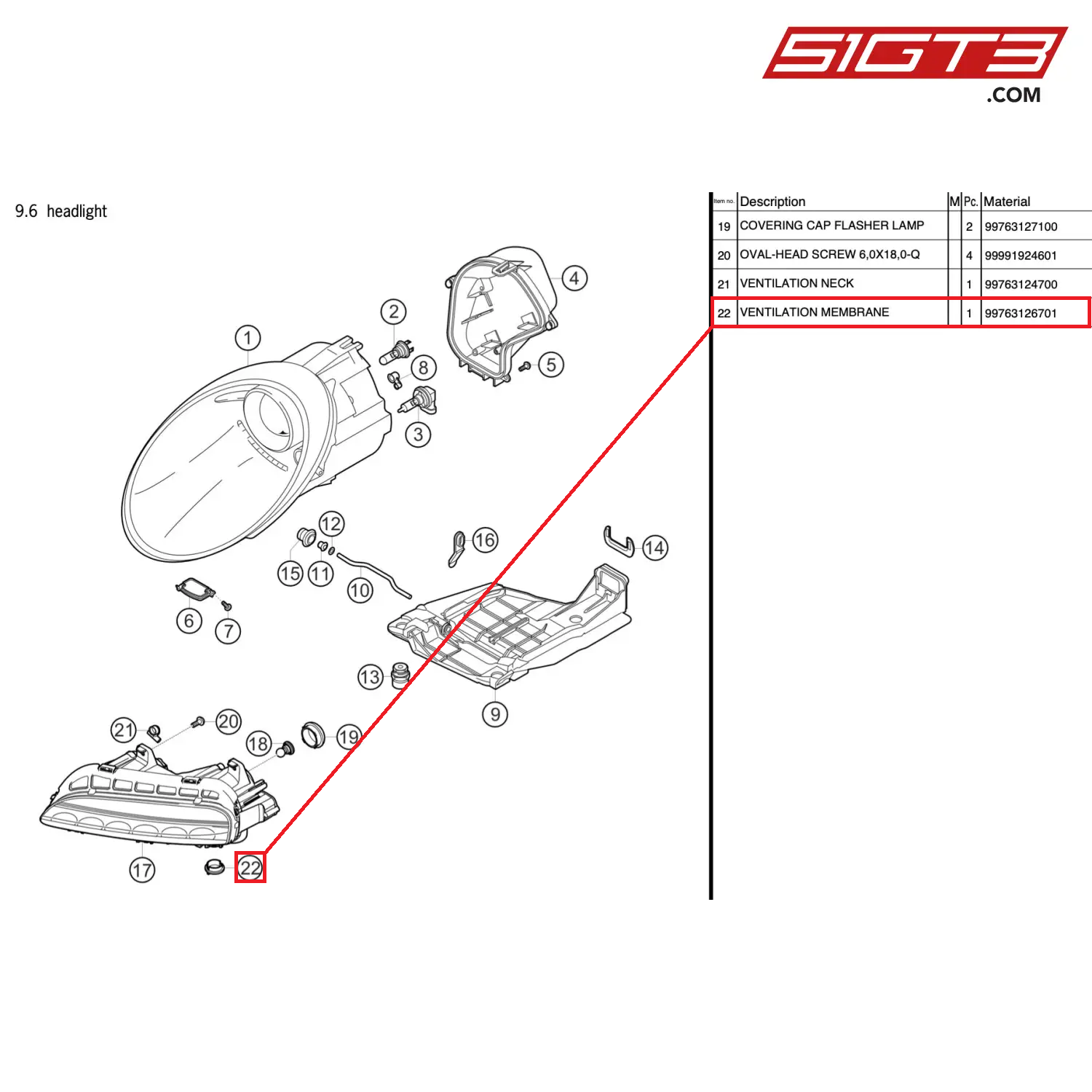 VENTILATION MEMBRANE - 99763126701 [PORSCHE 997.2 GT3 Cup] [51GT3]