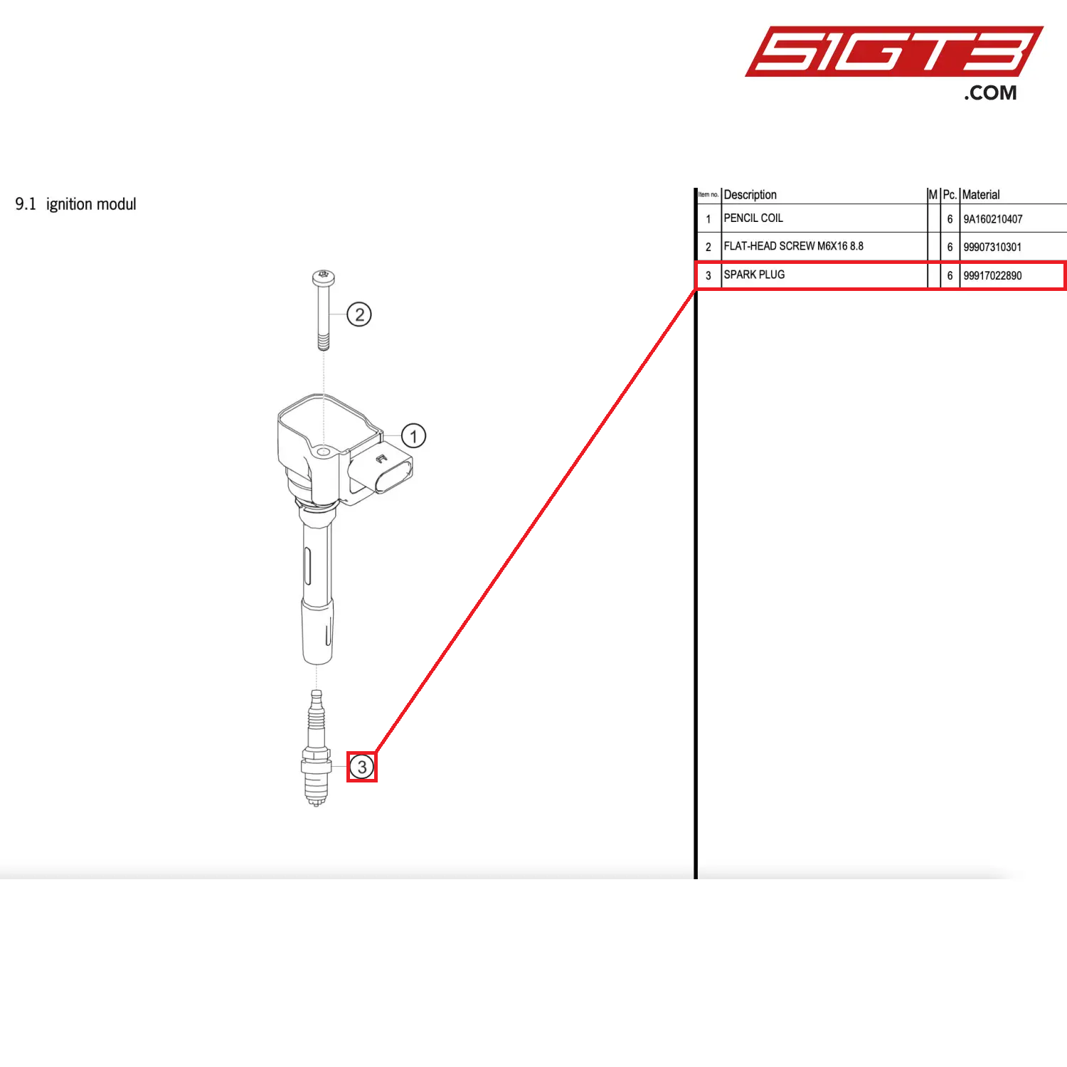 SPARK PLUG - 99917022890 [PORSCHE 911 GT2 RS Clubsport] [51GT3]