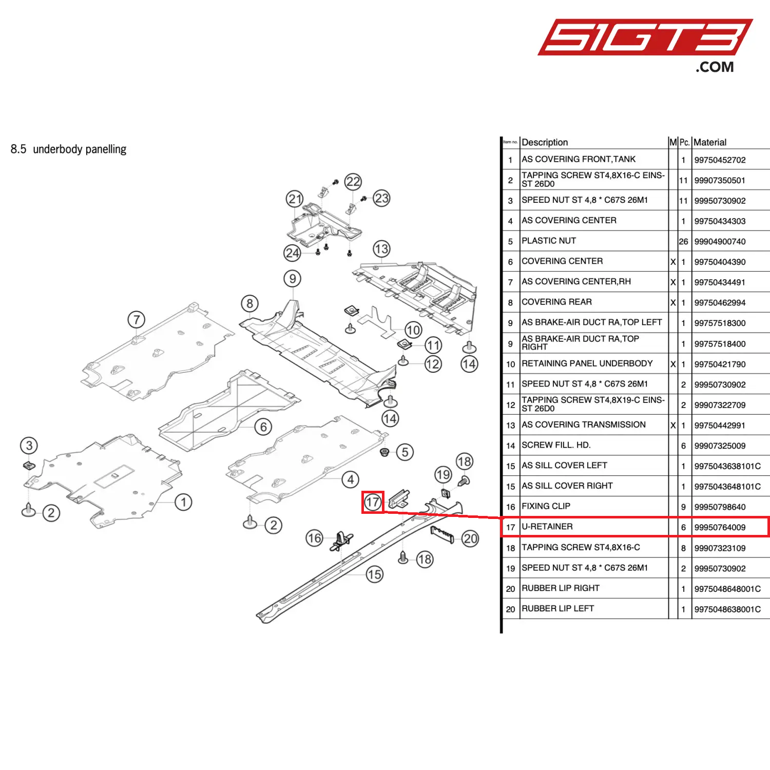 U-RETAINER - 99950764009 [PORSCHE 997.2 GT3 Cup] [51GT3]