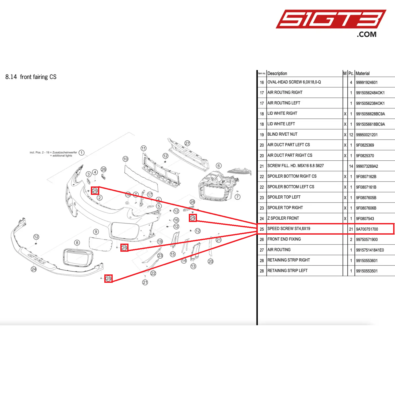 SPEED SCREW ST4,8X19 - 9A700751700 [PORSCHE 911 GT2 RS Clubsport] [51GT3]