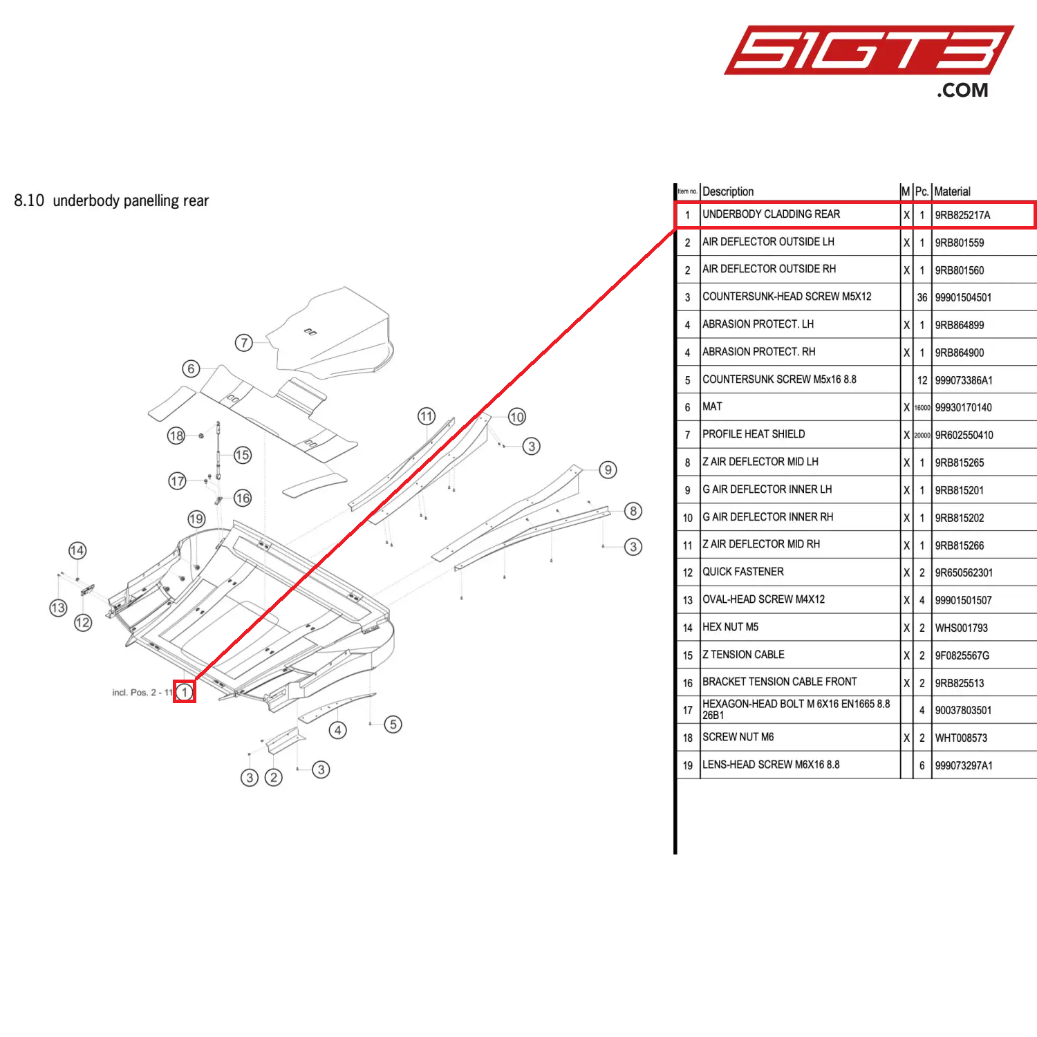 UNDERBODY CLADDING REAR - 9RB825217A [PORSCHE 911 GT3 R Type 992 (GEN 1 ...