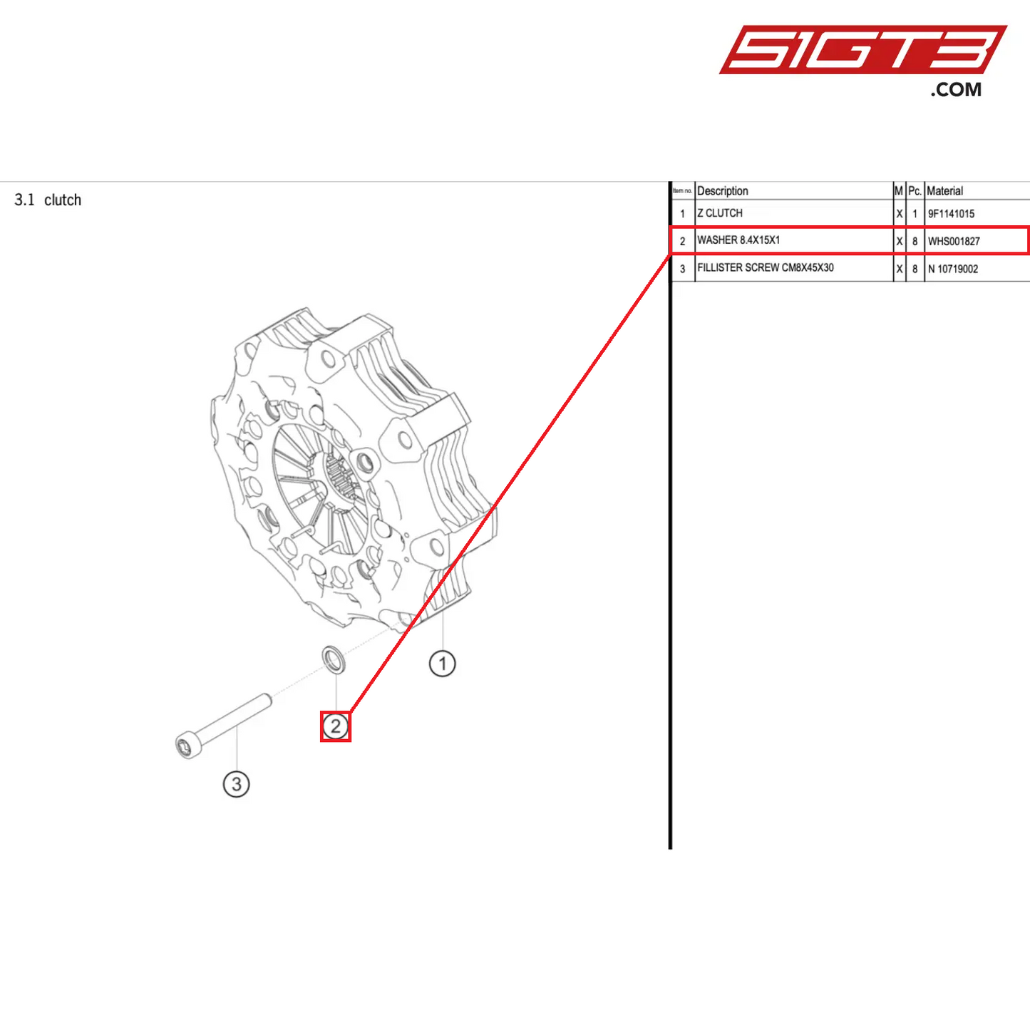WASHER 8.4X15X1 - WHS001827 [PORSCHE 992.1 GT3 Cup] [51GT3]